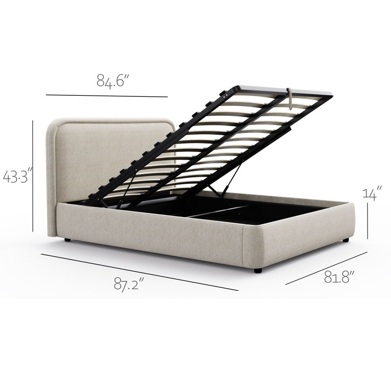 Hokku Designs Premium Upholstered Aurora Lift Up Storage Bed Performance Boucle Fabric Jiske Reviews Wayfair Canada